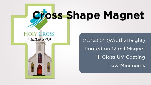Cross Shape Magnet - 2.5"x3.5" - Any Shape Refrigerator Magnets