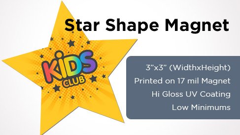 Star Shape Magnet - 3"x3" - Any Shape Refrigerator Magnets