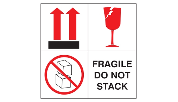 Fragile Do Not Stack Labels - 4x4