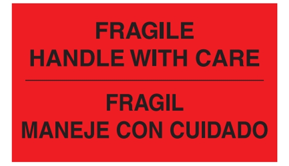Fragile Handle With Care/ Bilingual Labels (Spanish) - 3x5