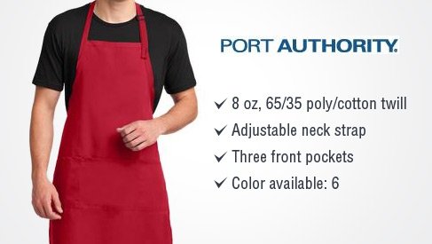 Easy Care Extra Long Bib Apron with Stain Release. A700.