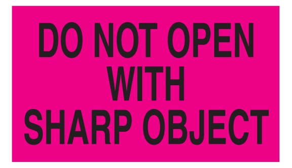 Do Not Open With Sharp Object Labels