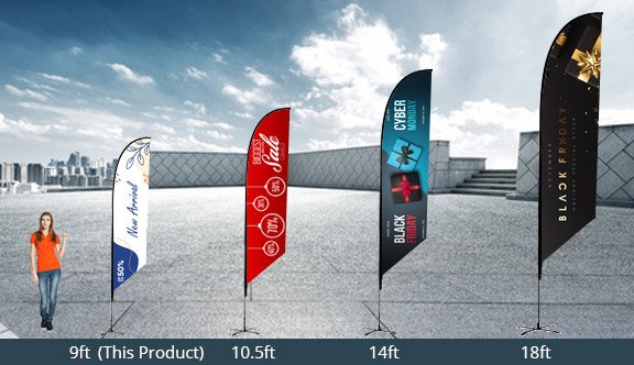 Custom 9ft Feather Angled Advertising Flags Printing | PrintPapa