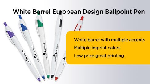 White Barrel European Design Ballpoint Pen - Pens