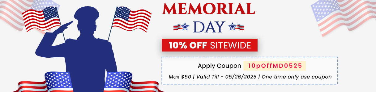 10% off Memorial Day Sale ($50 max)