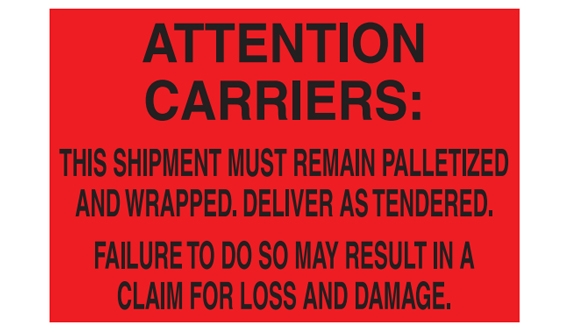Attention Carriers: This Shipment...Labels - 4x6