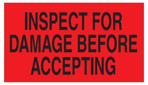 Inspect For Damage Labels - 3x5