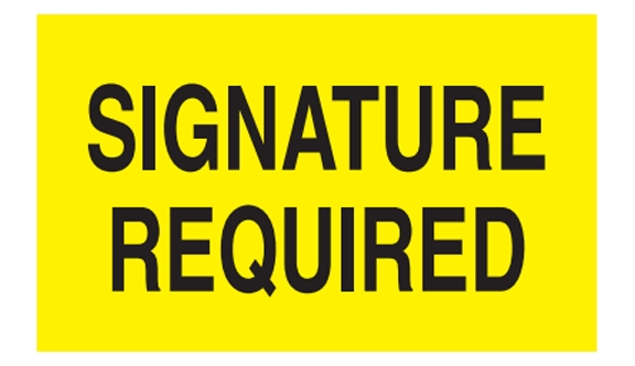 Signature Required Labels - 3x5
