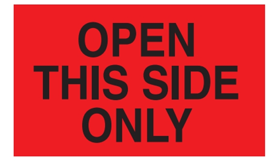 Open This Side Only Labels - 3x5