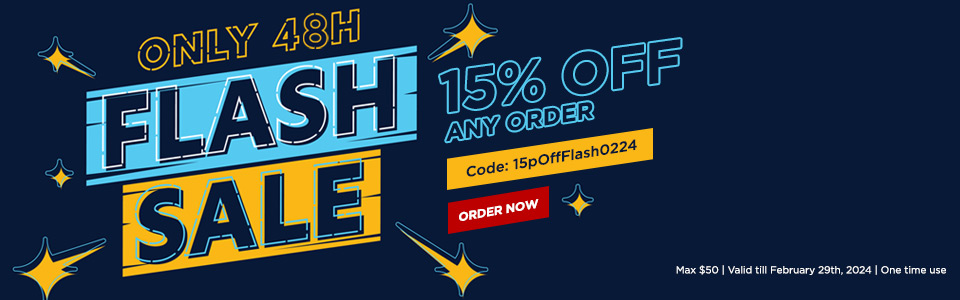 48-Hour Flash Sale - 15% off any order ($50 max).