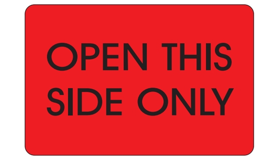 Open This Side Only Labels - 2x3