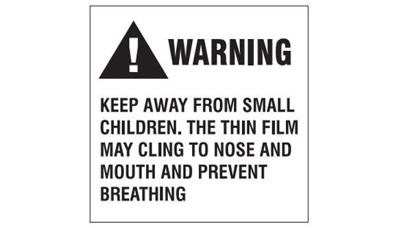 Suffocation Warning Labels - 2x2